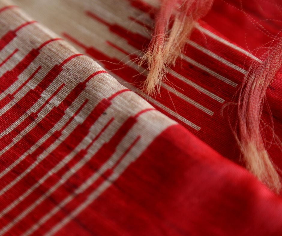 Ghicha Silk Handloom Tussar Black Red with BP